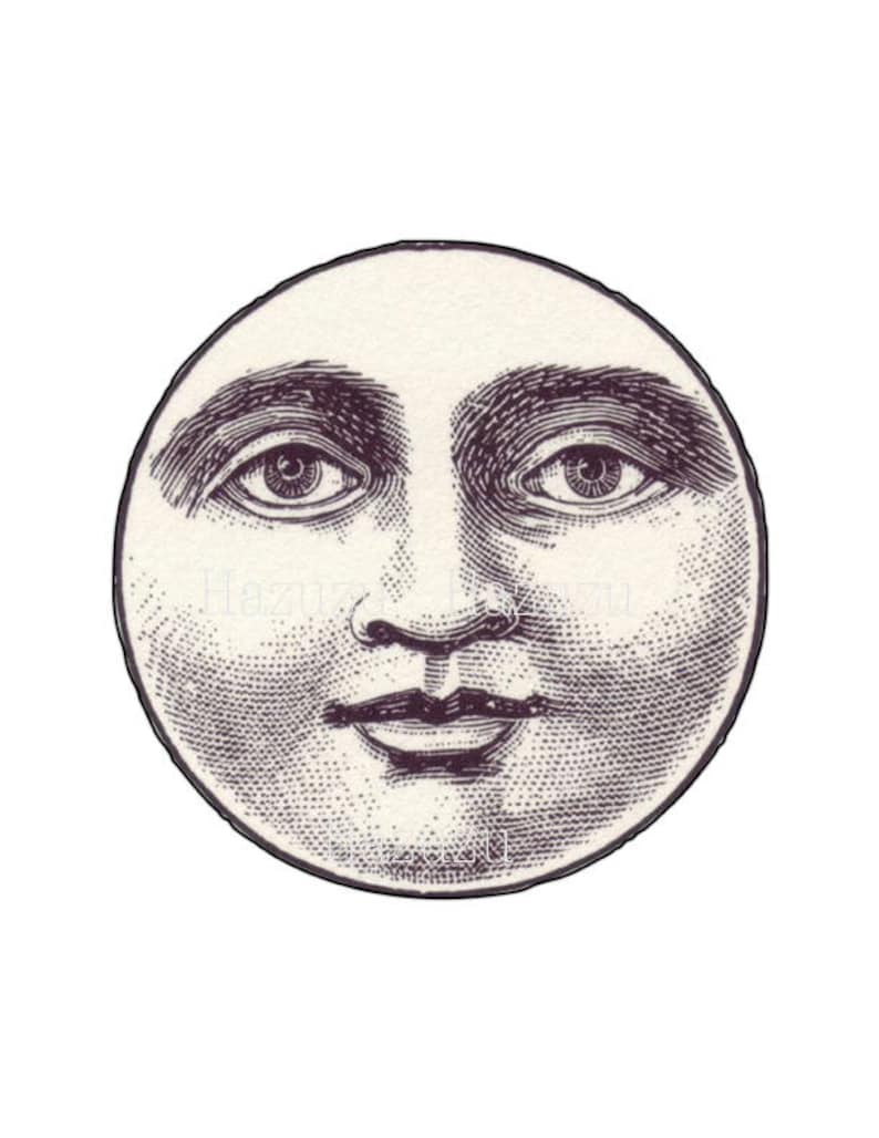 MOON FACE PNG Celestial Clip Art Transparent Background - Etsy
