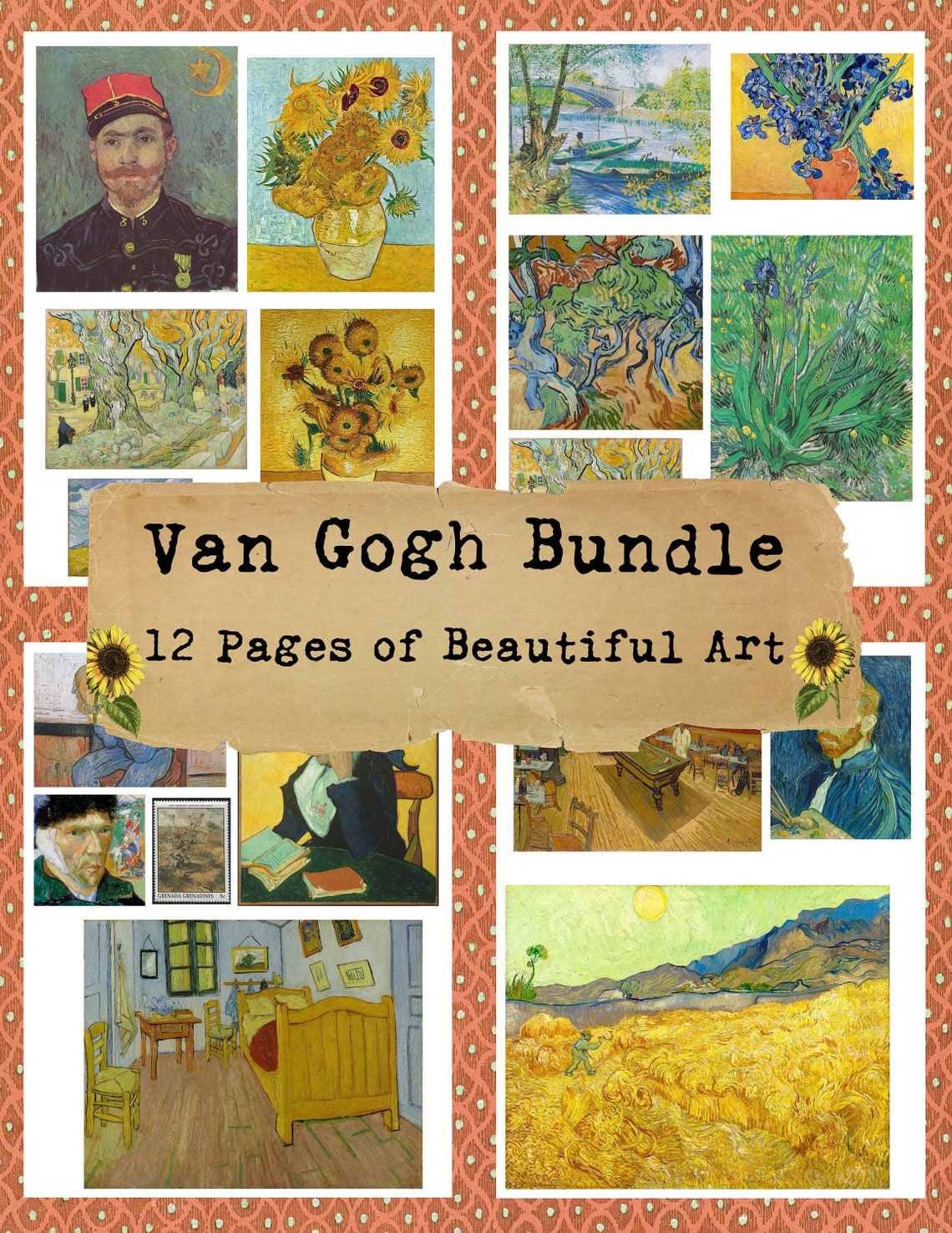 Van Gogh Bundle Printable Impressionist Paintings Paper Pack - Etsy