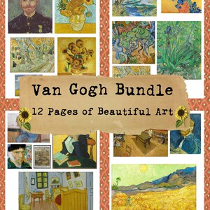 Van Gogh Bundle Printable Impressionist Paintings Paper Pack Collage ...
