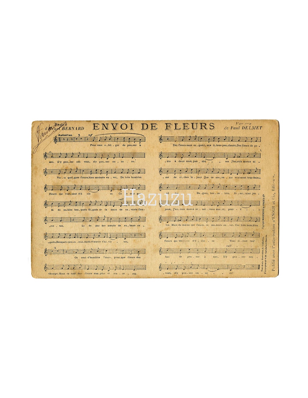 Old French Music Musical Notes Texture PNG Background Printable Junk ...