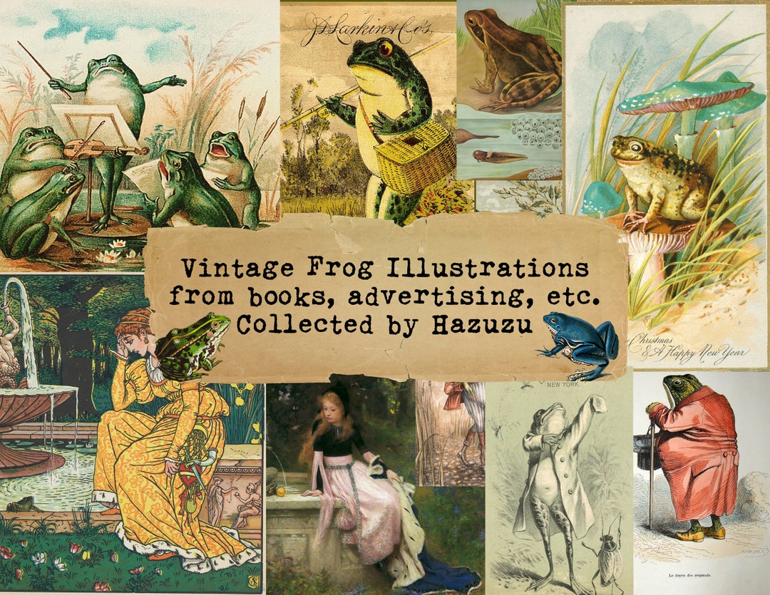 Vintage Frog Illustrations Bundle Victorian Trade Cards Printable Fairy ...