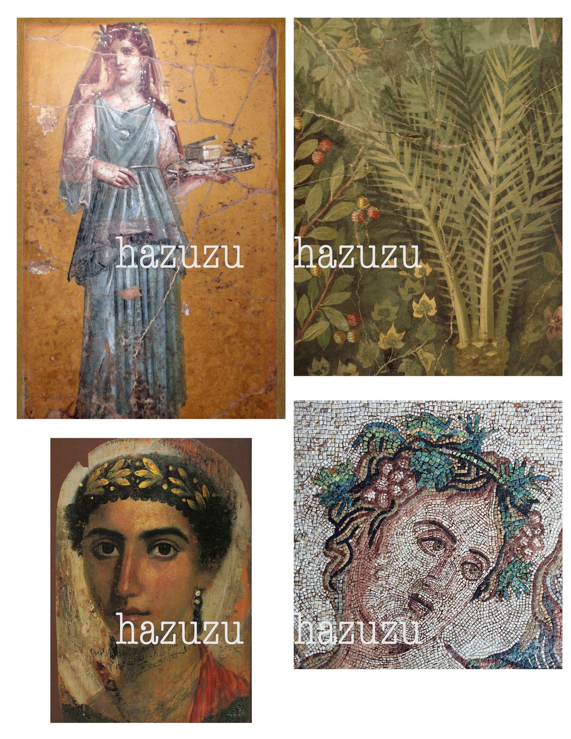 Roman Mosaics & Frescoes Bundle Printable Paintings Collage Sheet ...