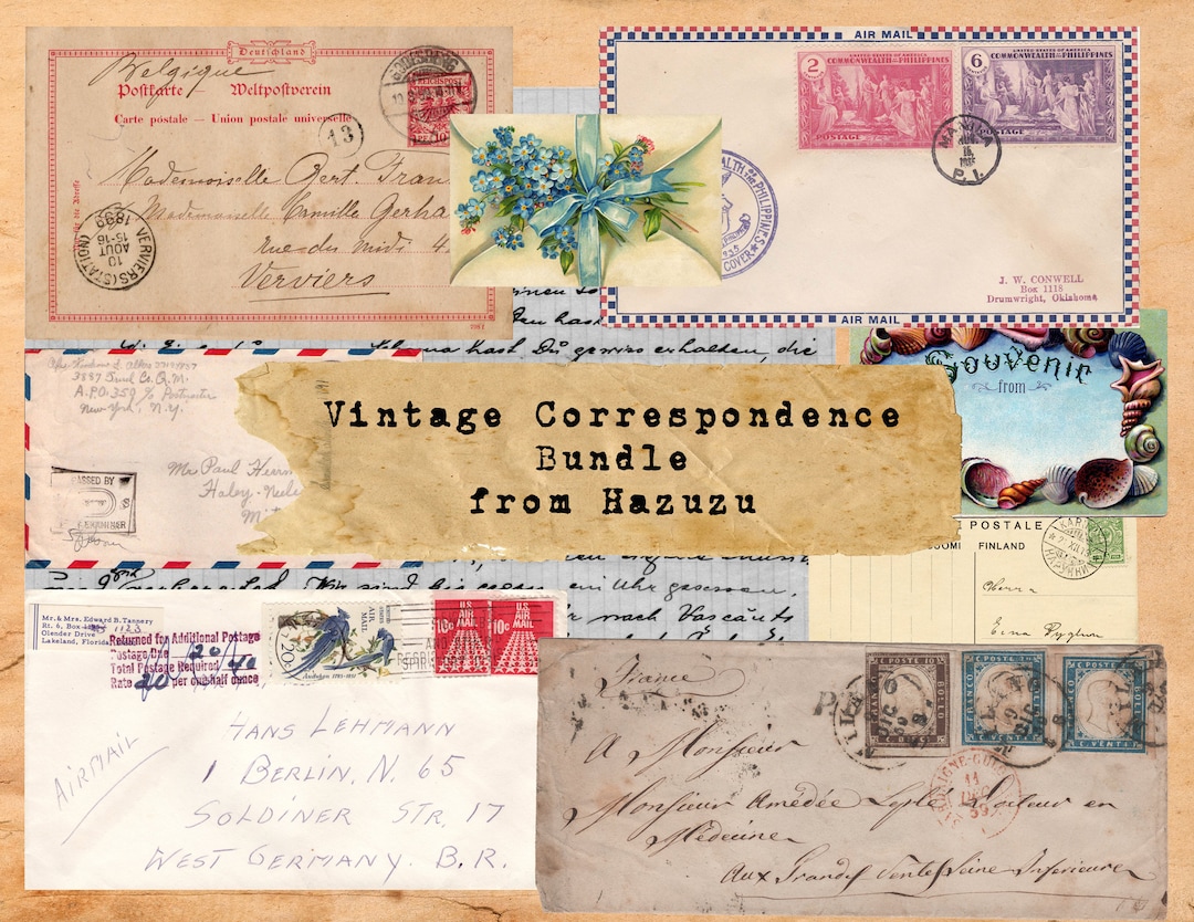 Vintage Correspondence Bundle Printable Ephemera Handwritten Letters