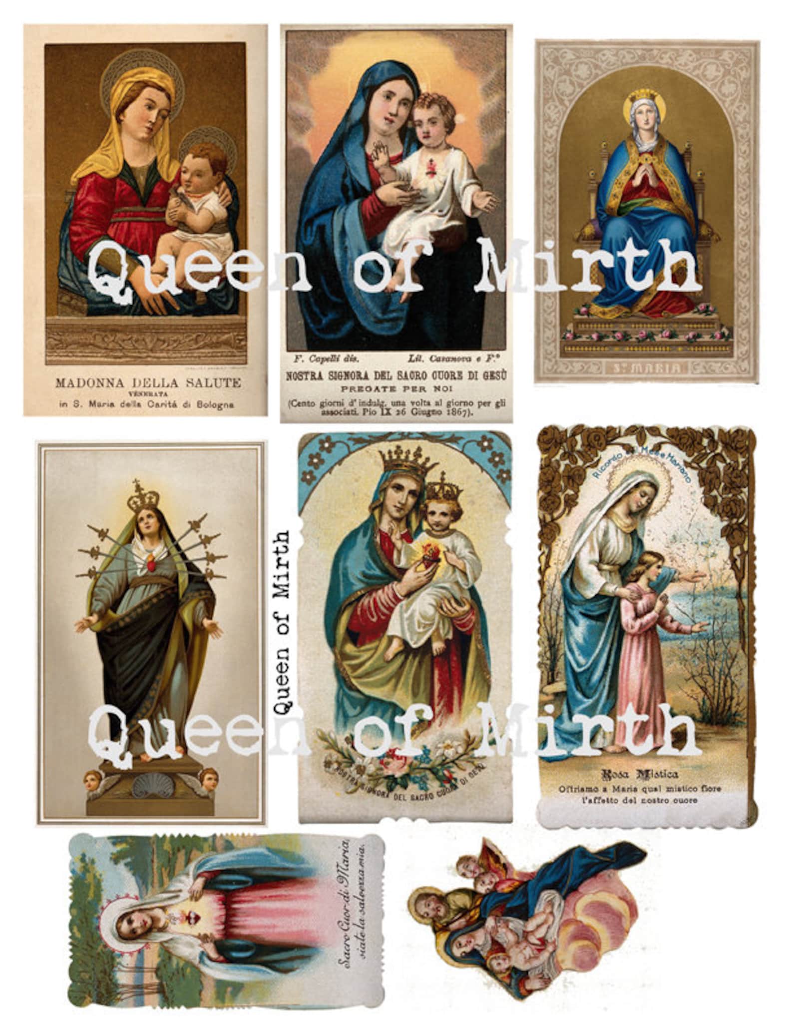 Virgin Mary Bundle 3 Pages Printable Christian Antique Vintage | Etsy