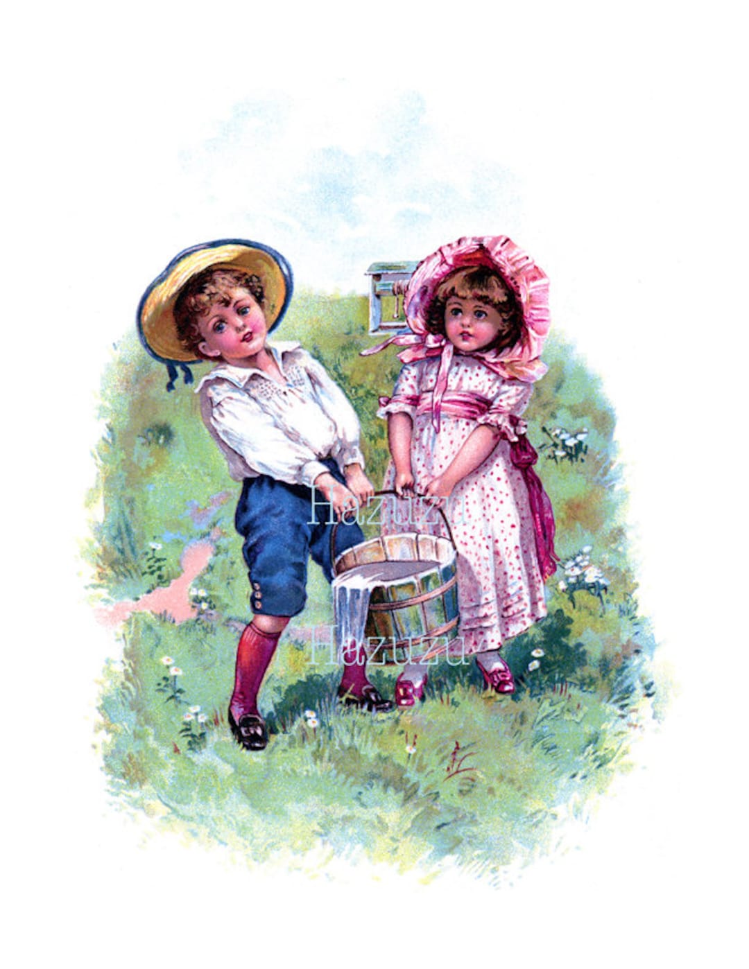 Jack & Jill Print Childs Room Nursery Rhyme Vintage Fairy Tale Print ...