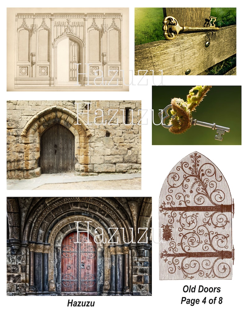 Old Doors Locks & Keys Bundle 8 Pages Rustic Clip Art Instant - Etsy