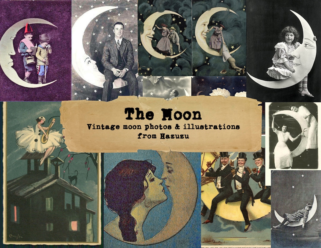 Vintage Moon Photos Illustrations Celestial Bundle Paper Pack Tintype ...