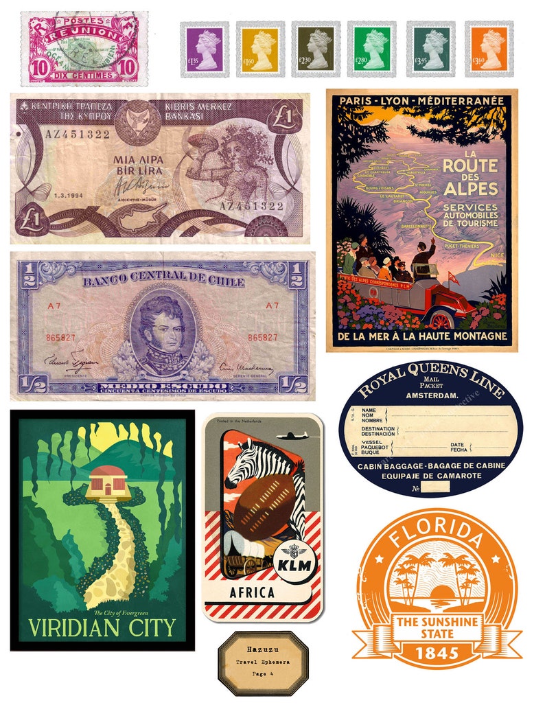 Travel Ephemera Printable Paper Pack Bundle Train Plane Ship - Etsy