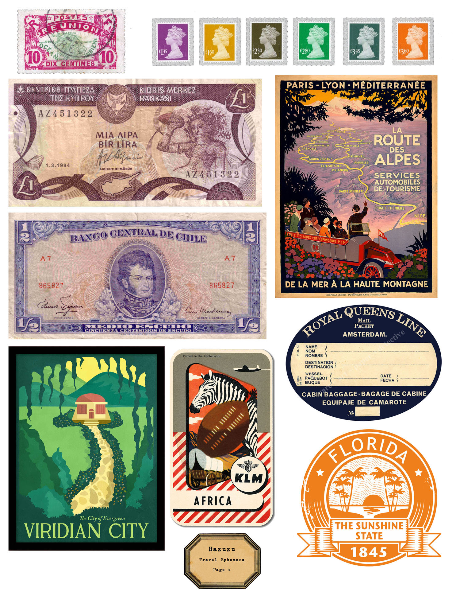 Travel Ephemera Printable Paper Pack Bundle Train Plane Ship | Etsy