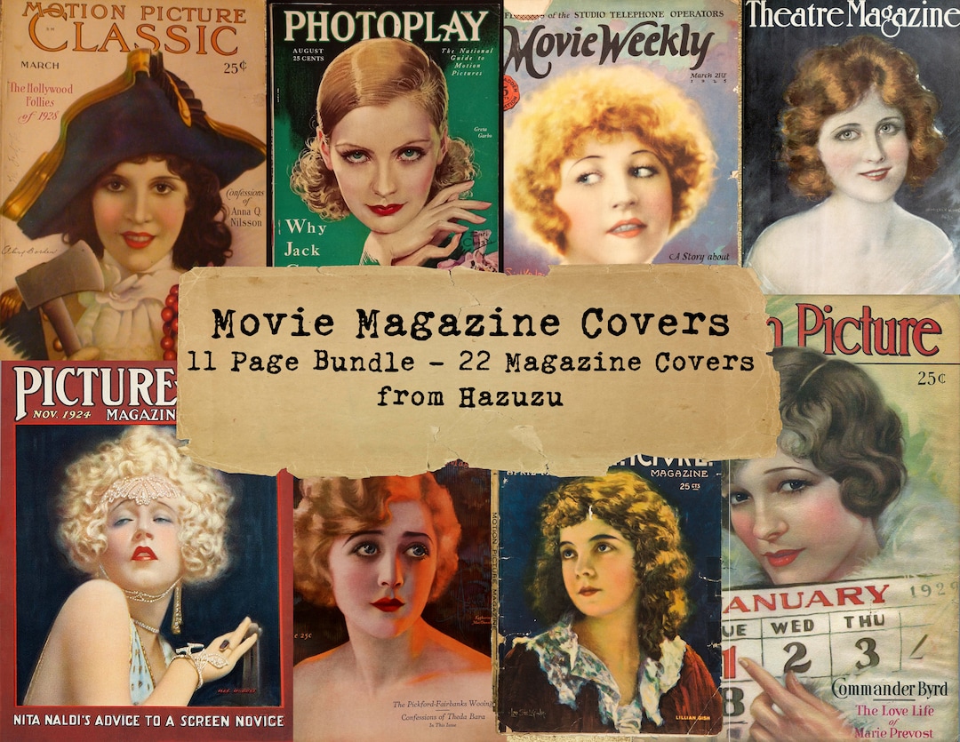 Vintage Movie Magazine Covers 11 Page Bundle Ephemera Photoplay ...