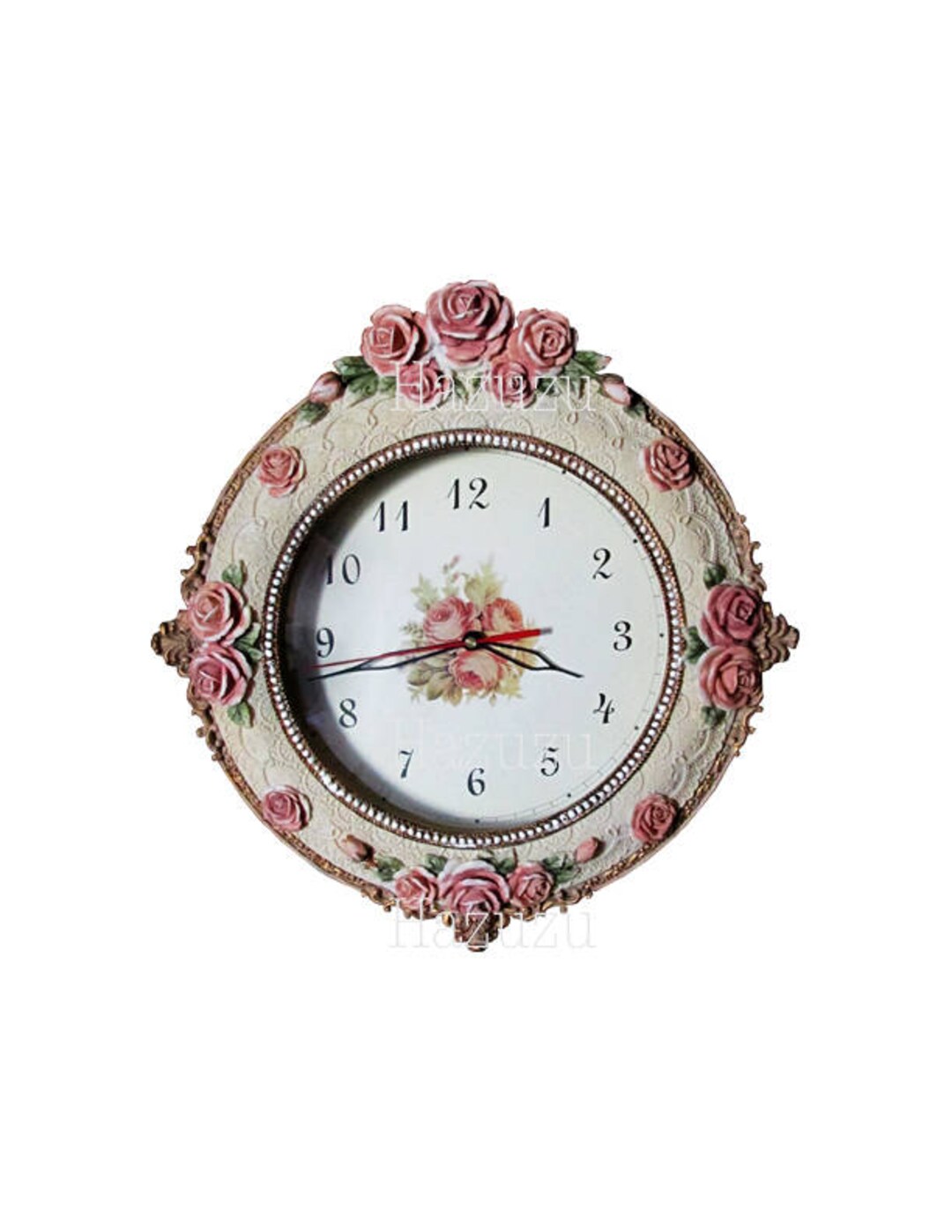 ANTIQUE CLOCK Pretty Pink Flowers PNG Clip Art Transparent Background ...