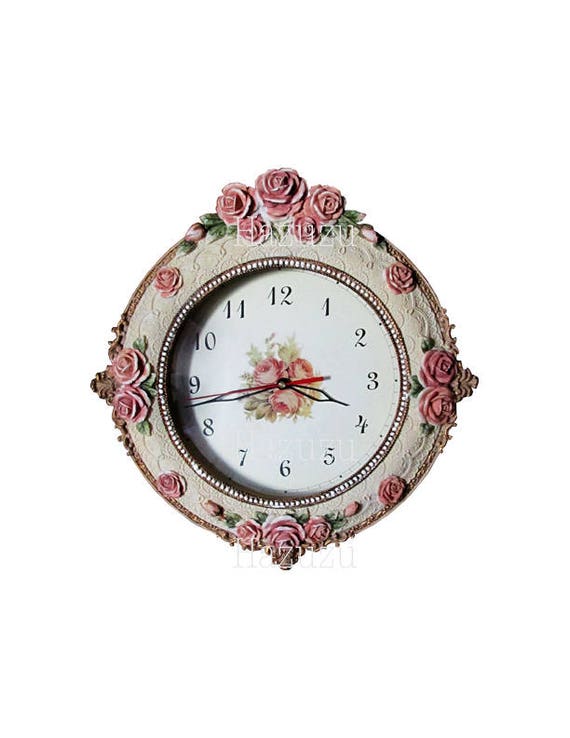 ANTIQUE CLOCK Pretty Pink Flowers PNG Clip Art Transparent | Etsy