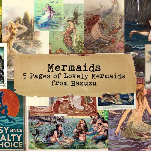 Mermaids Bundle Printable Mermaid Collage Sheet Paper Pack - Etsy