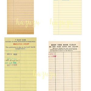 Vintage Library Cards Bundle Ephemera Printable Paper Instant Download ...