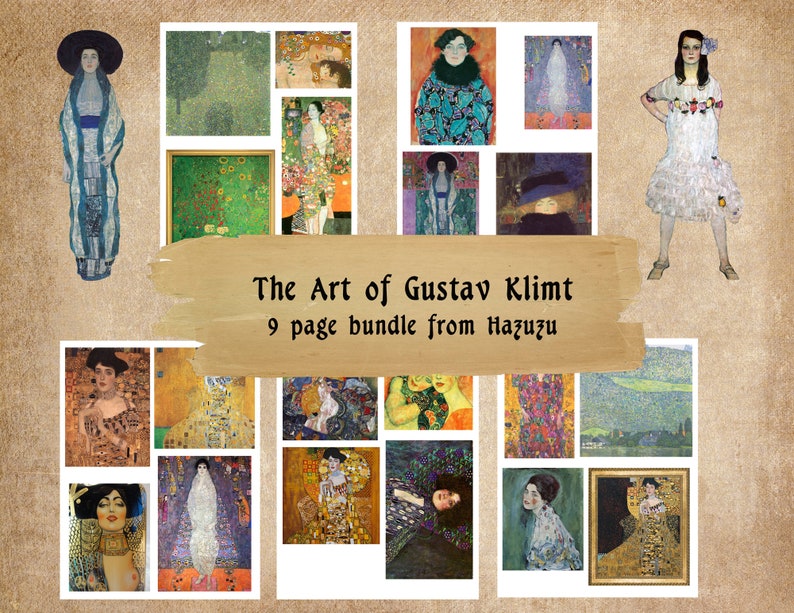 Gustav Klimt 9 Page Bundle Printable Paintings Paper Pack - Etsy