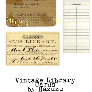 Vintage Library Cards Bundle Ephemera Printable Paper Instant Download ...