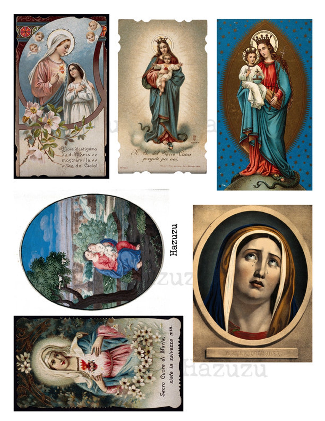 Virgin Mary Bundle 3 Pages Printable Christian Antique Vintage | Etsy