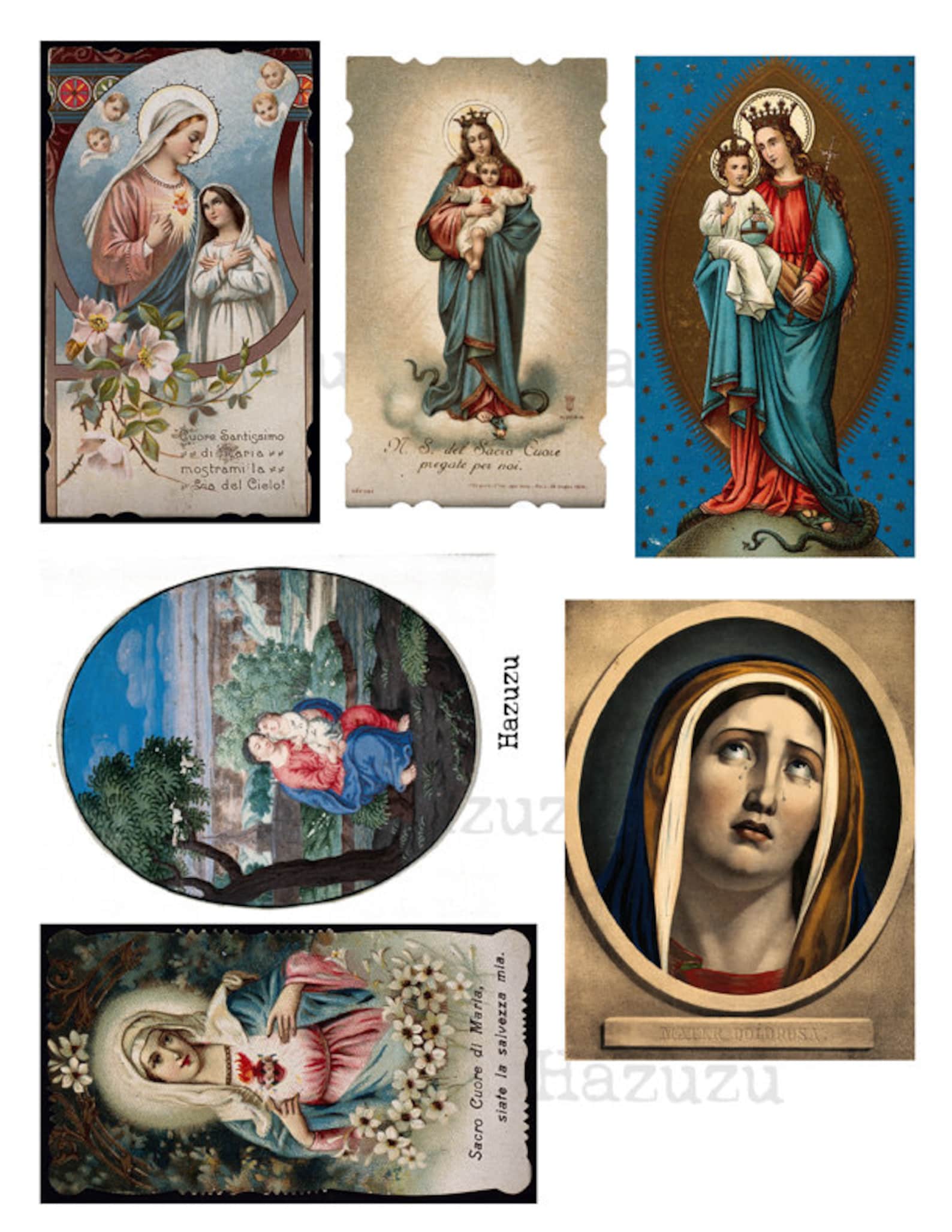 Virgin Mary Bundle 3 Pages Printable Christian Antique Vintage | Etsy