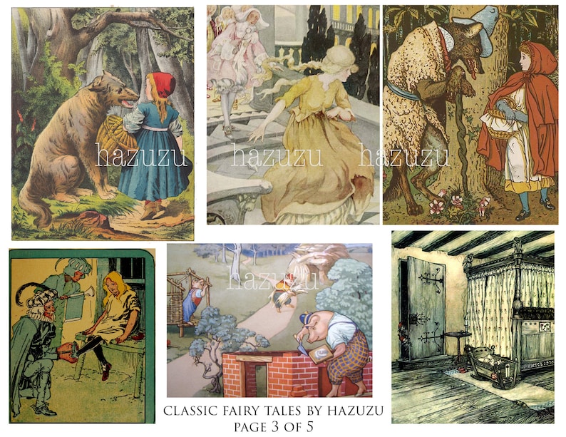 CLASSIC FAIRY TALES Printable Collage Sheet Stories Red Riding - Etsy ...