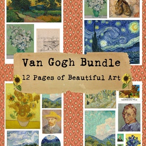 Van Gogh Bundle Printable Impressionist Paintings Paper Pack Collage ...