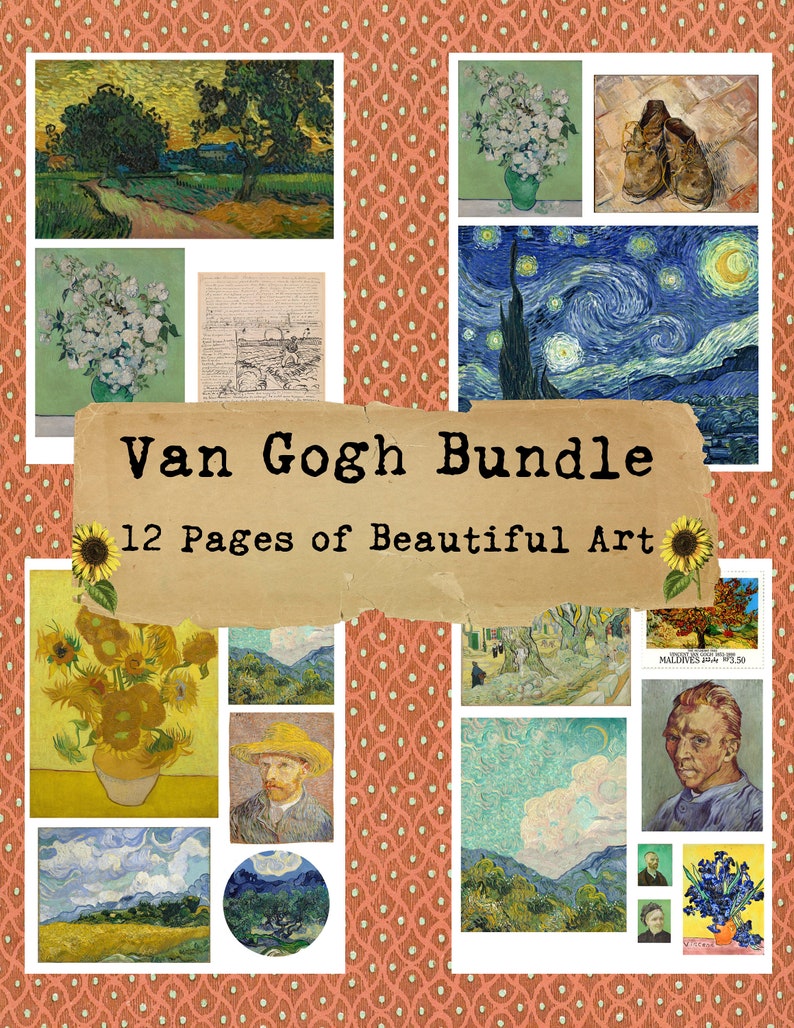 Van Gogh Bundle Printable Impressionist Paintings Paper Pack - Etsy