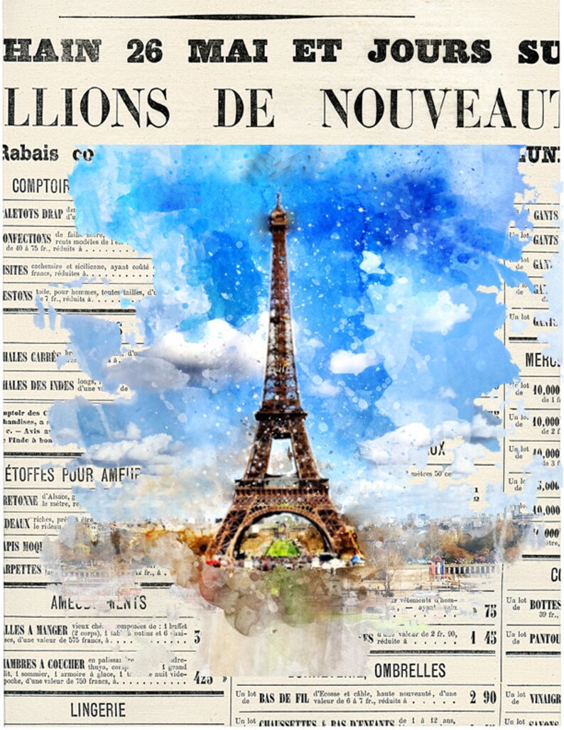 French Newspaper Background Ephemera Paris Art Overlay PNG - Etsy