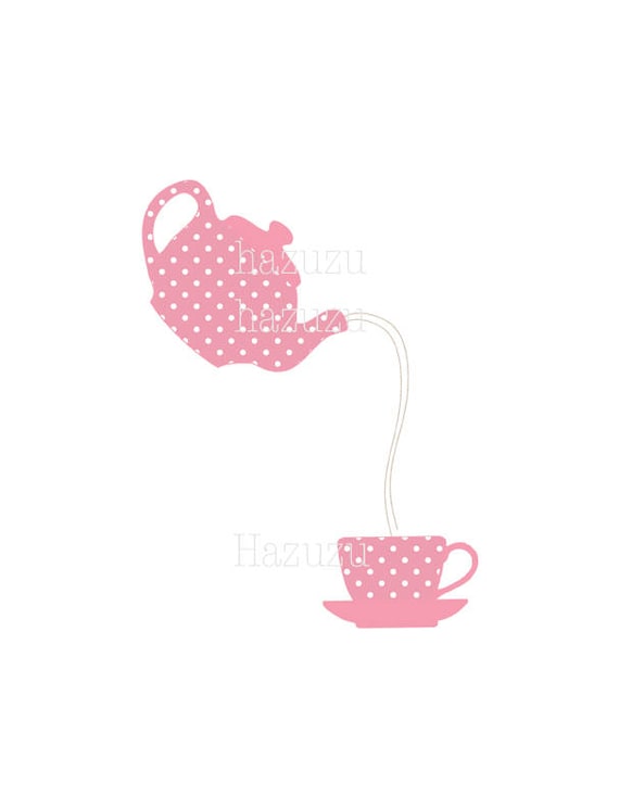 Pink teapot pouring tea PNG Tea clip art transparent | Etsy