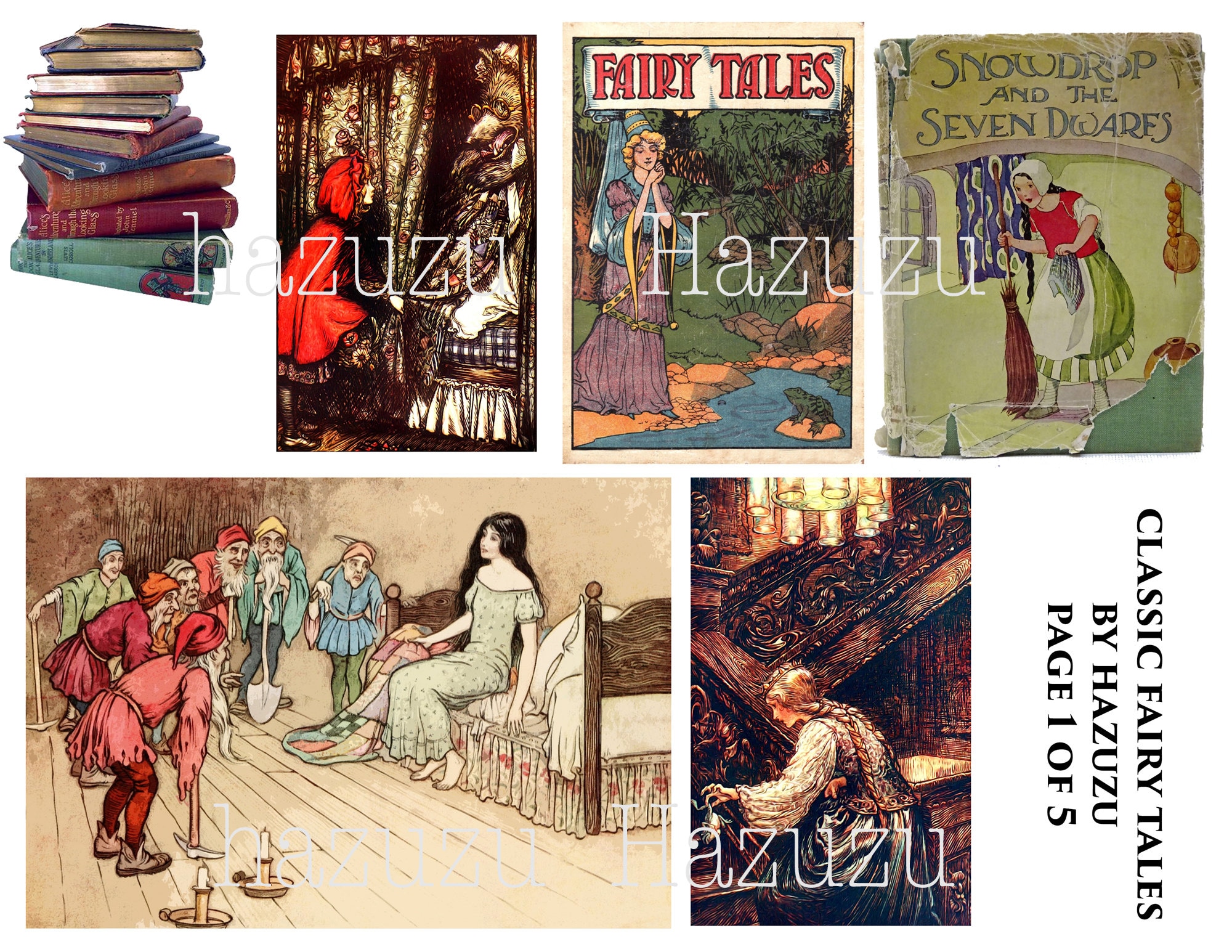 CLASSIC FAIRY TALES Printable Collage Sheet Stories Red Riding Hood ...