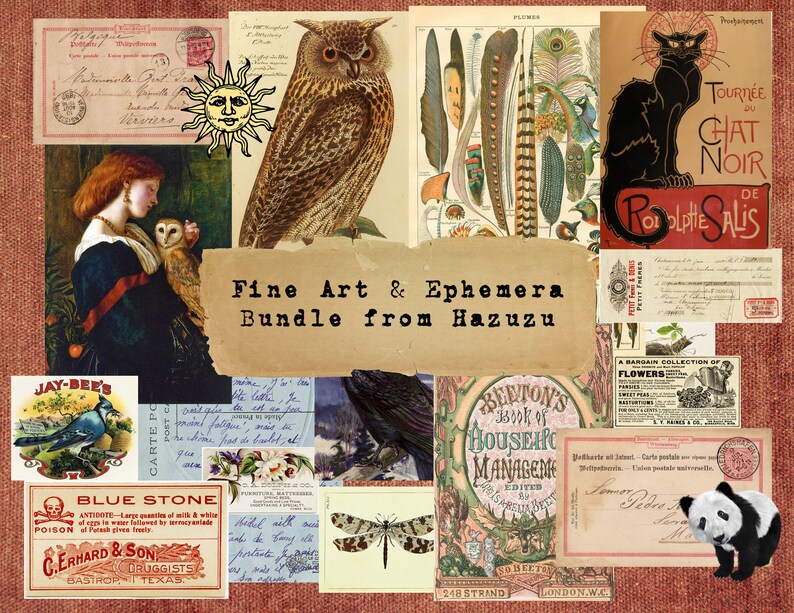 Fine Art Ephemera Junk Journal Bundle Printable Receipts Etsy