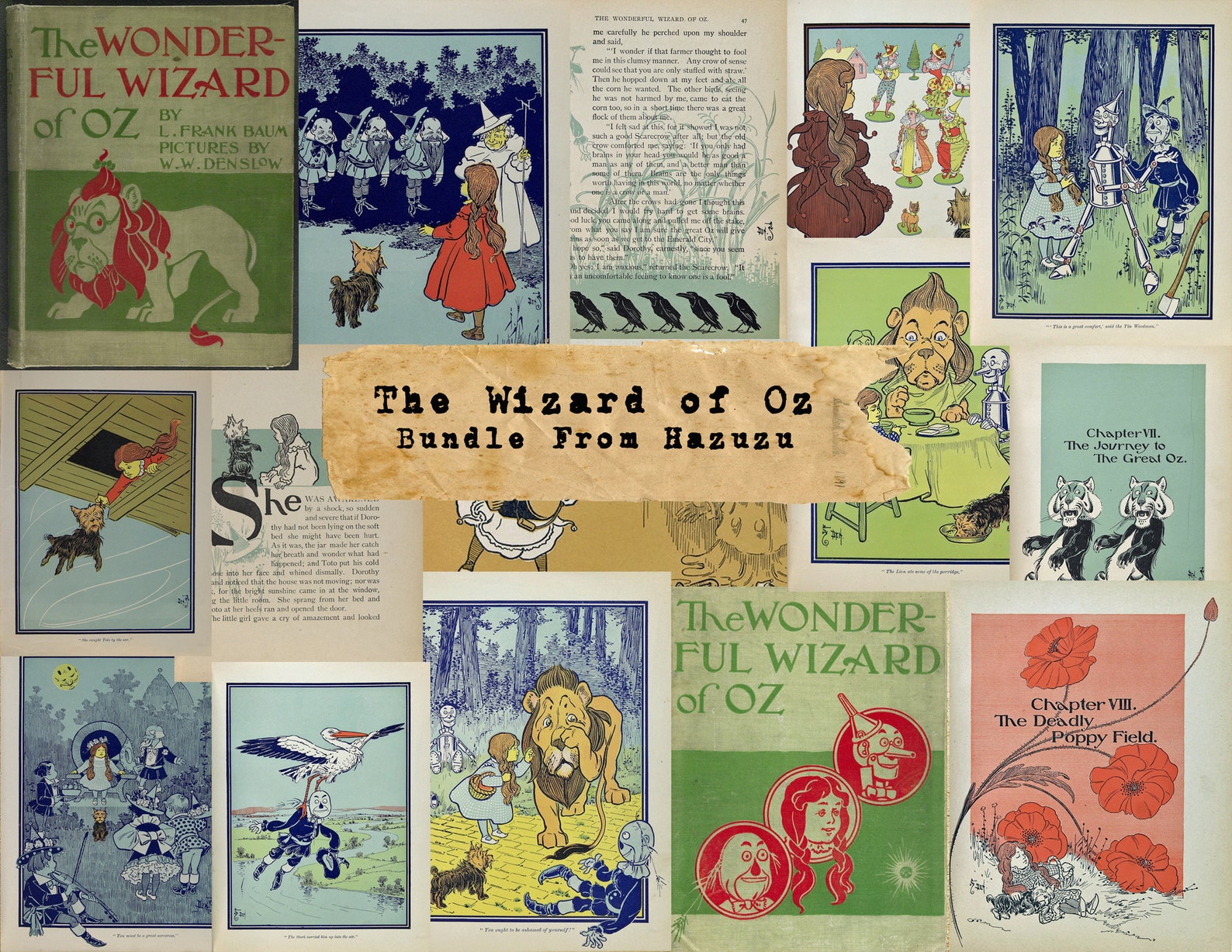 Wizard of Oz Bundle Denslow Dorothy Digital Images Instant - Etsy