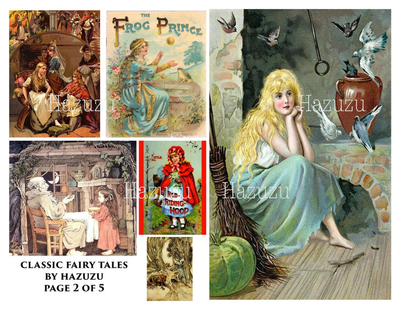 CLASSIC FAIRY TALES Printable Collage Sheet Stories Red Riding - Etsy
