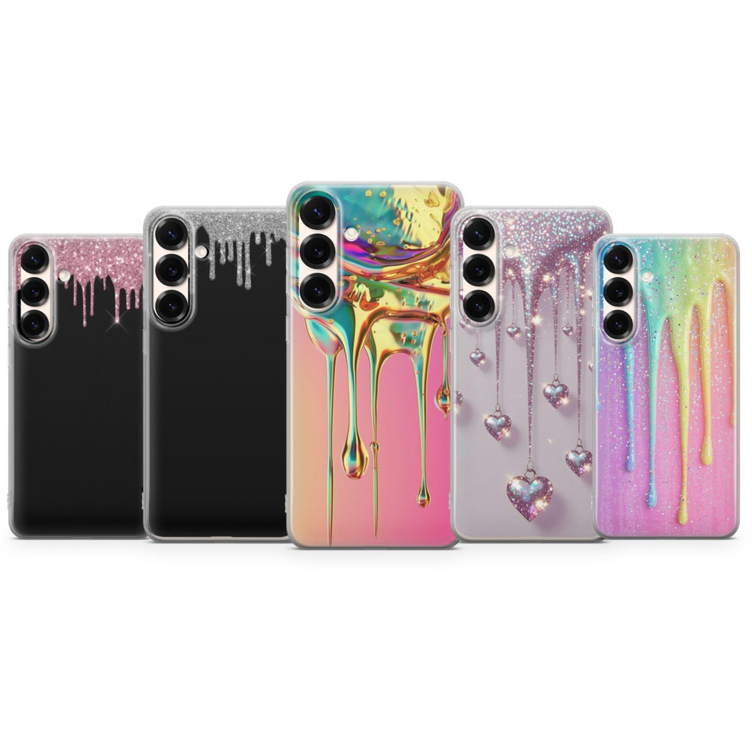 Glitter Drip Phone Case – Aesthetic Cover for iPhone 17 Air 16e 15 Pro ...