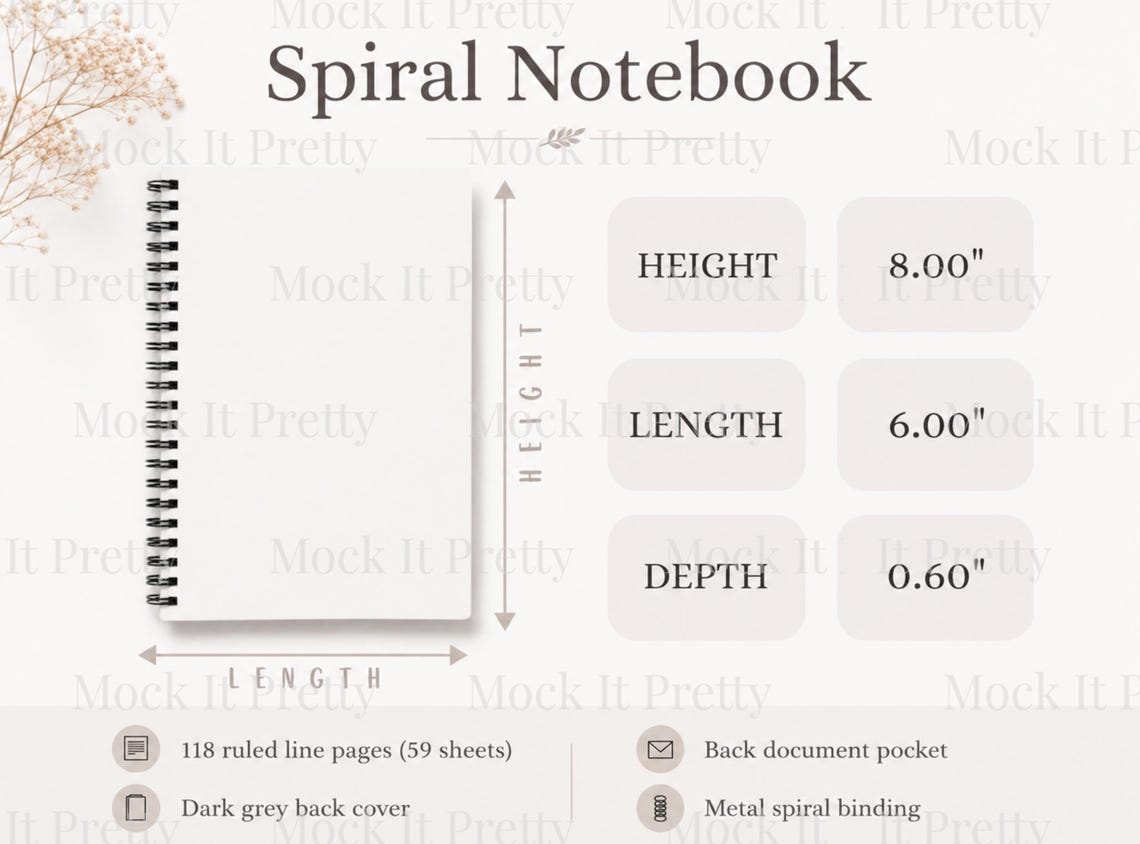 Spiral Notebook Size Chart Guide, Small Notebook Dimensions, Digital ...