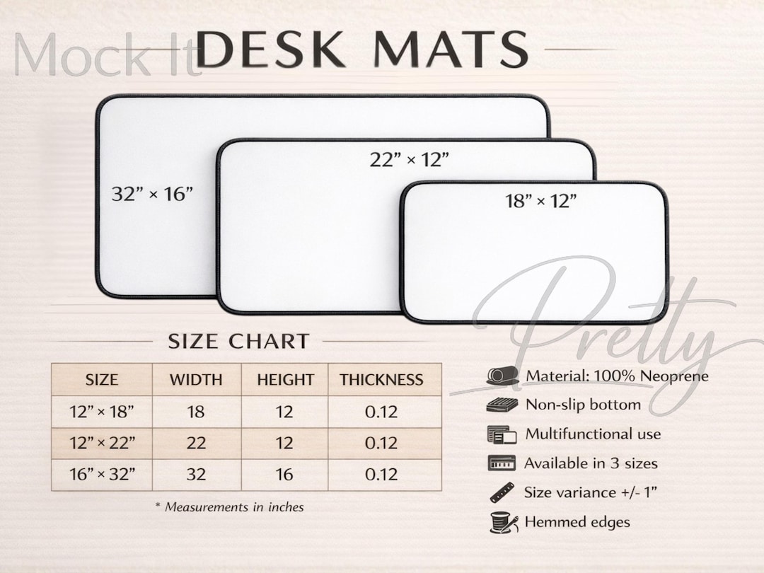 Desk Mat Size Chart - Dimensions Guide, Desk Pad Measurement Chart ...