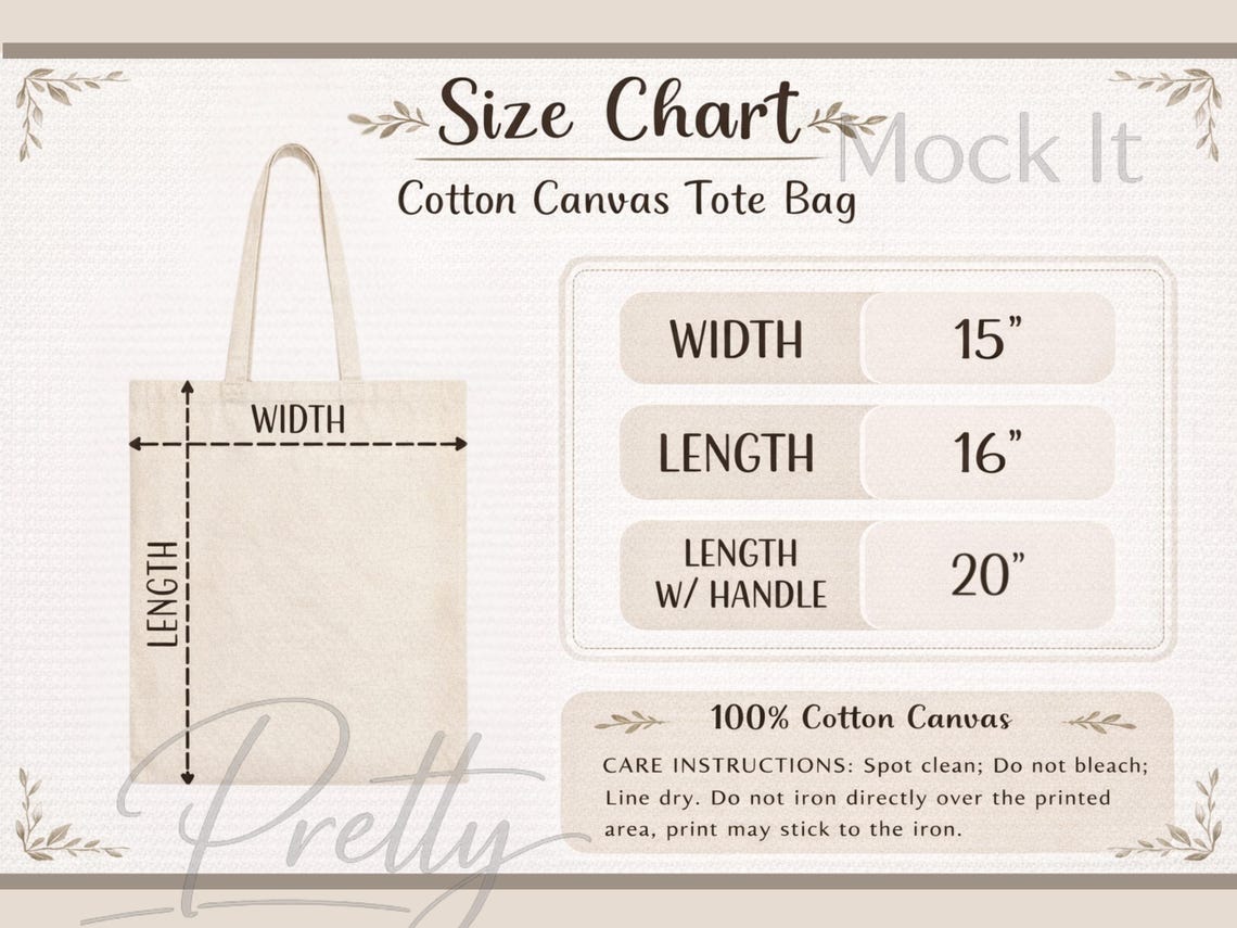 Tote Bag Size Chart, Liberty Bags OAD113 Template (PNG, JPG, Digital ...
