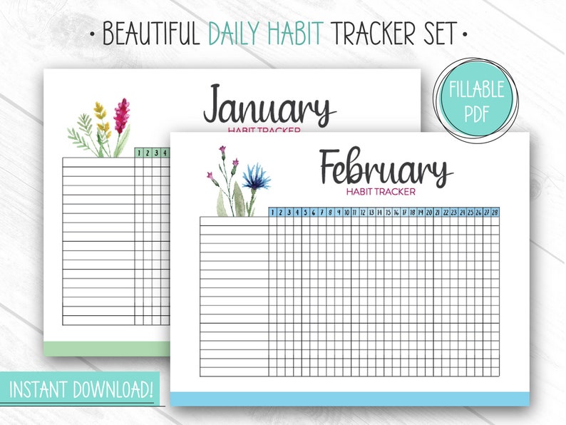 Daily Habit Tracker EDITABLE & PRINTABLE Habit Log Habit | Etsy
