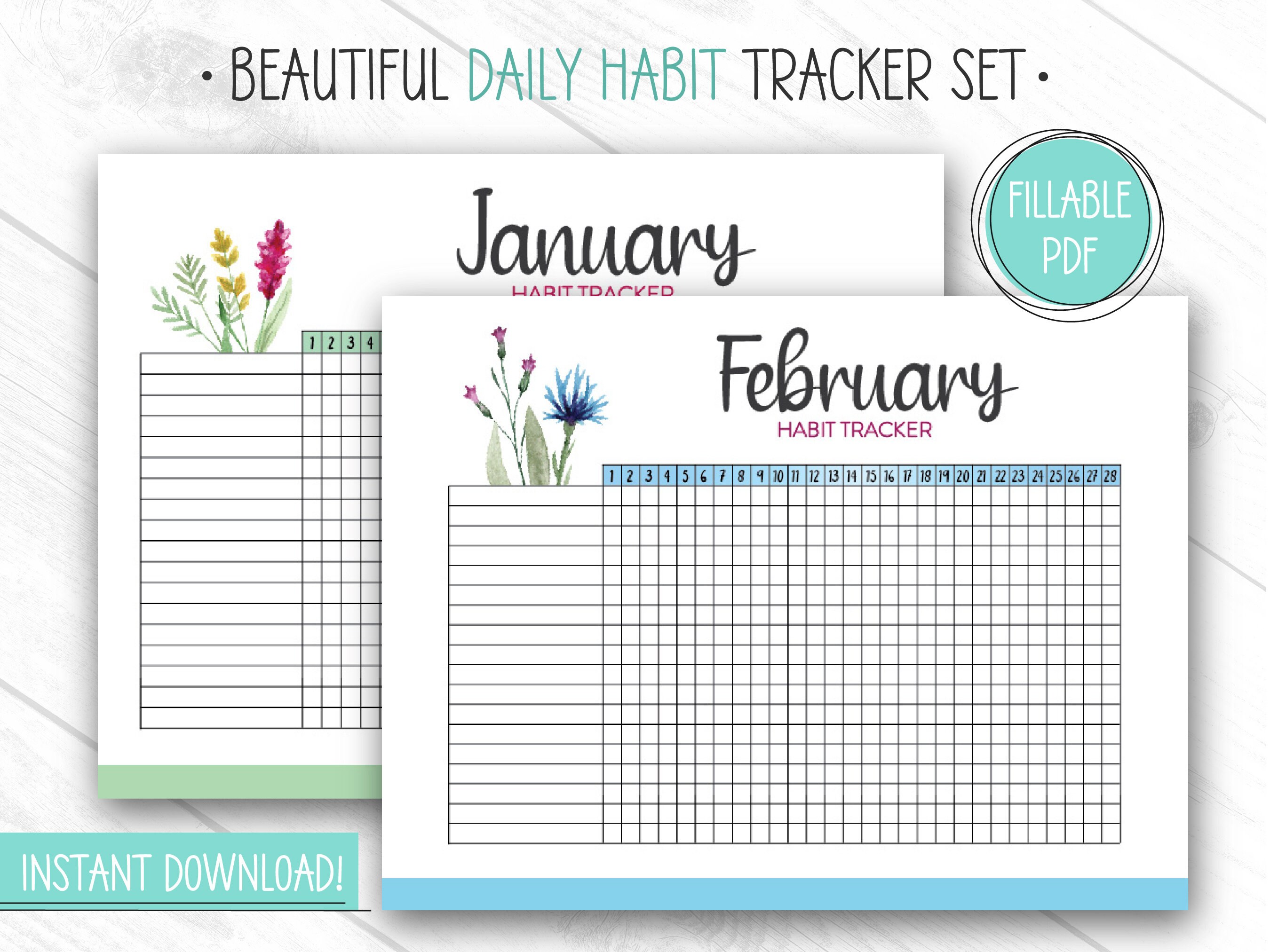 Daily Habit Tracker EDITABLE & PRINTABLE Habit Log Habit | Etsy
