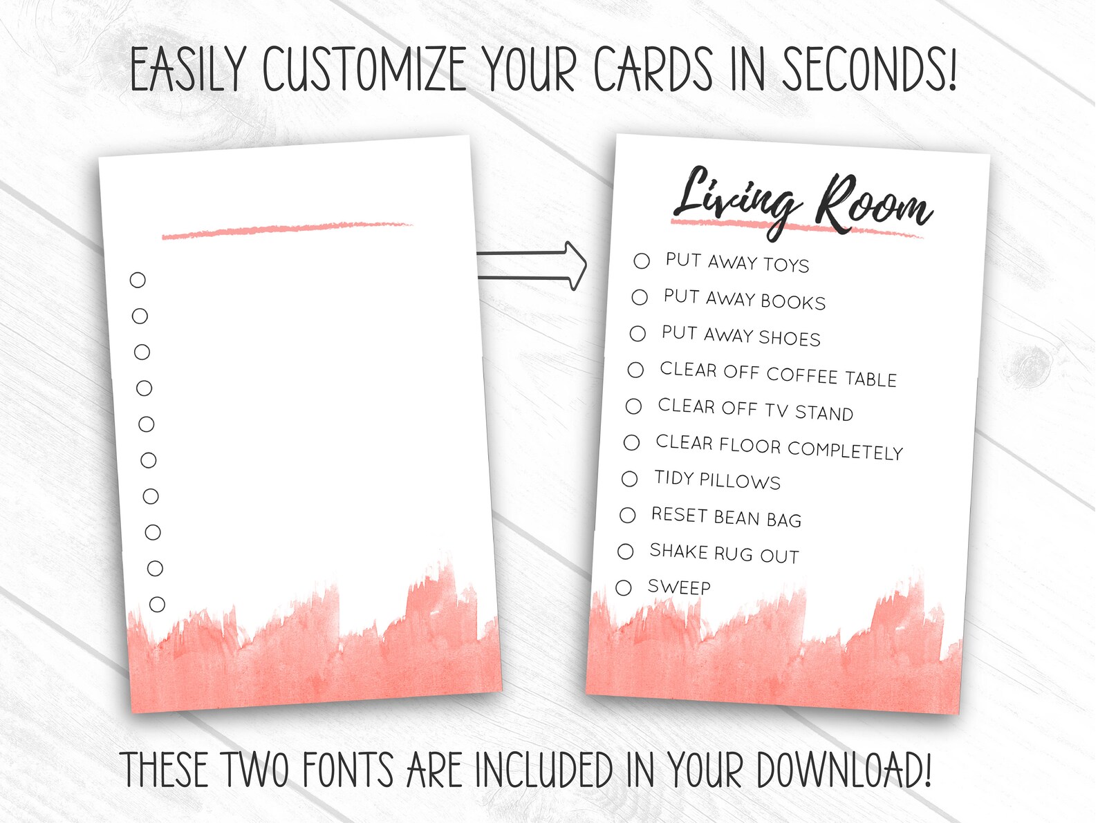 Room Cleaning Cards, EDITABLE, PRINTABLE, House Zones, Chore Checklist ...
