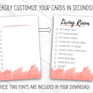 Room Cleaning Cards, EDITABLE, PRINTABLE, House Zones, Chore Checklist ...