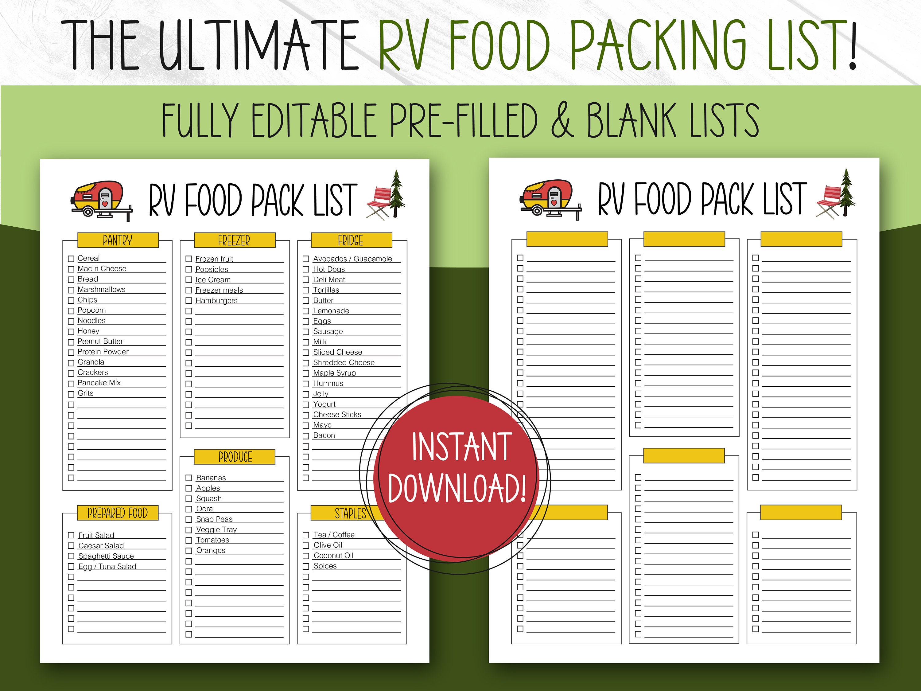 Excel Rv Packing List