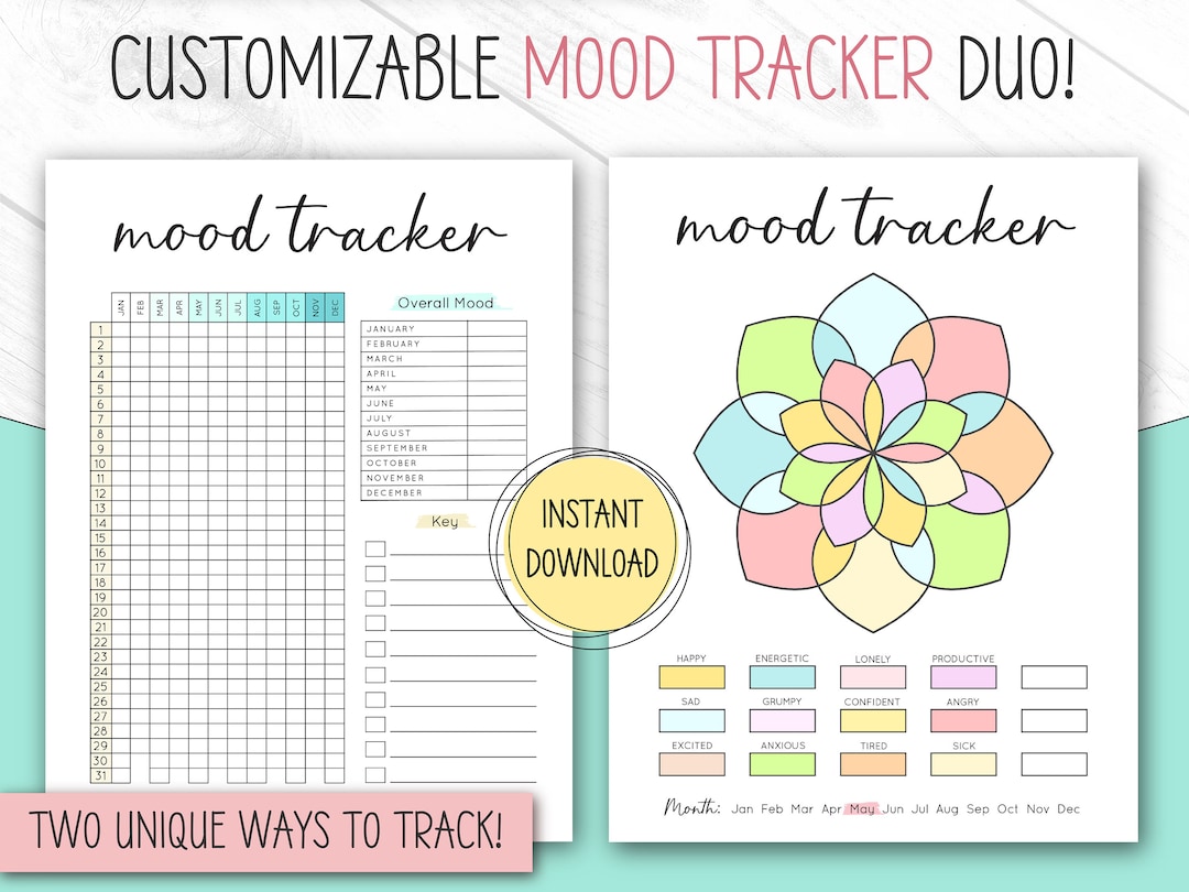 Mood Tracker, Mood Journal, Mood Tracker Journal With Coloring Page ...
