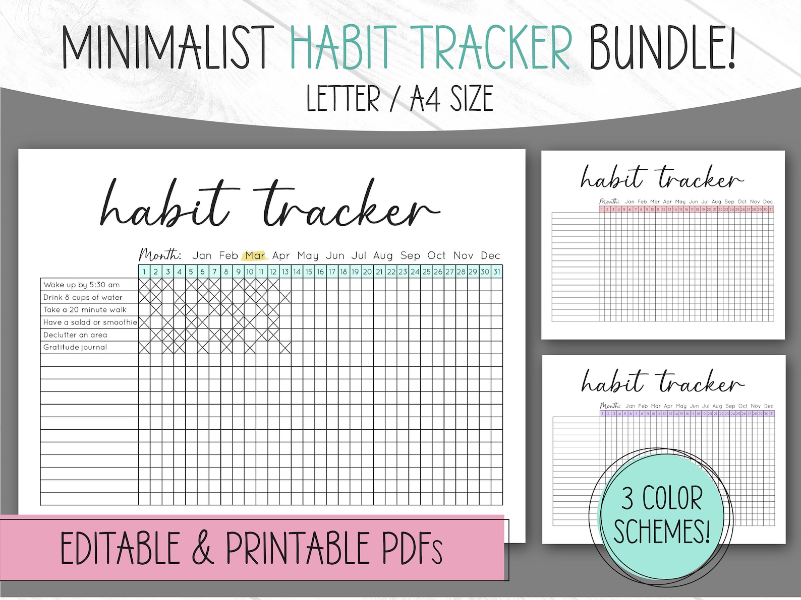 Habit Tracker Printable, Editable, Habit Tracker, Printable Habit ...