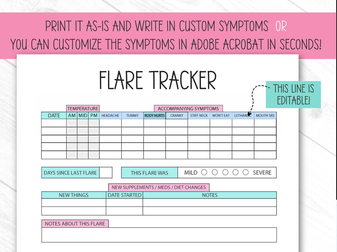 Periodic Fever Syndrome Fever Tracker Symptom Tracker - Etsy