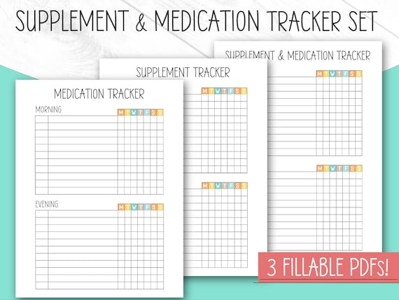 Supplement Medication Tracker EDITABLE PRINTABLE - Etsy