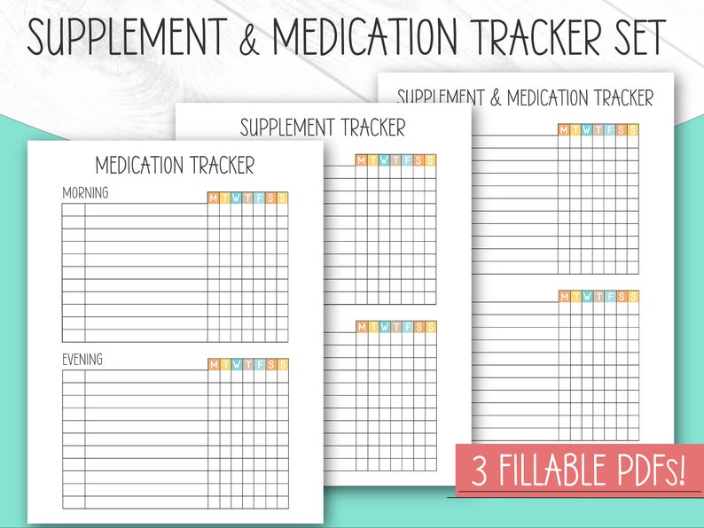 Supplement Medication Tracker EDITABLE PRINTABLE - Etsy