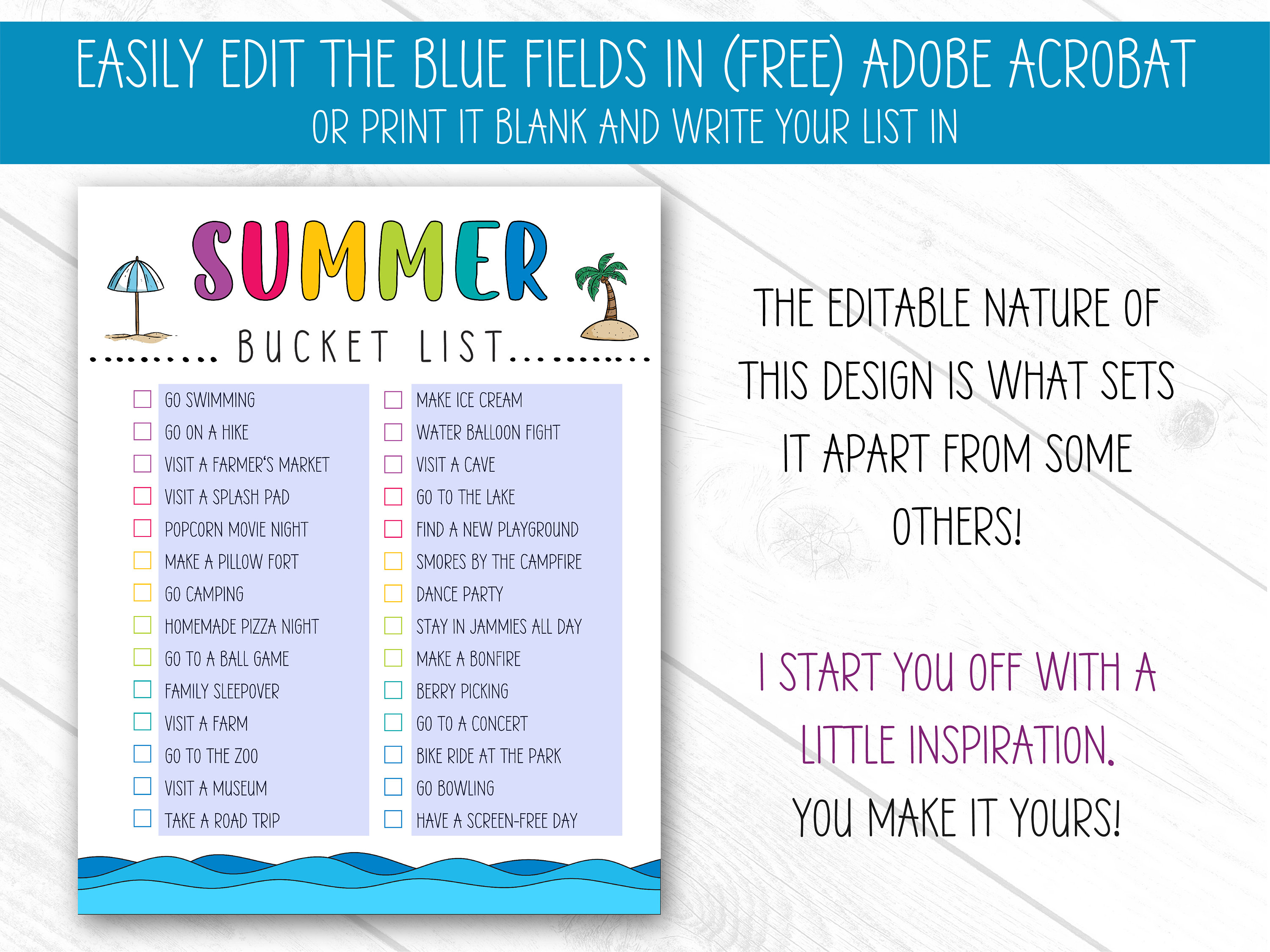 Stationery Summer to do list EDIT NOW Instant Access EDITABLE Summer ...