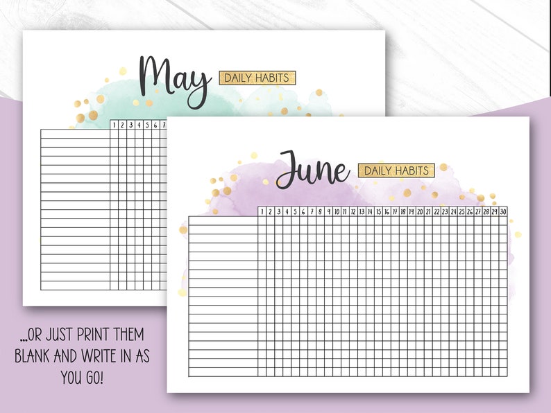 Habit Tracker PRINTABLE Habit Tracker Printable Cute - Etsy