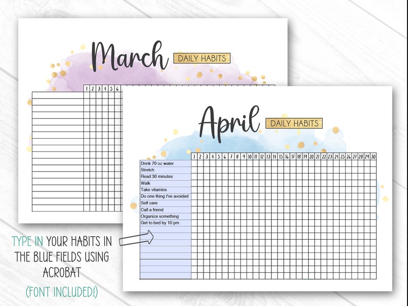Habit Tracker PRINTABLE Habit Tracker Printable Cute - Etsy