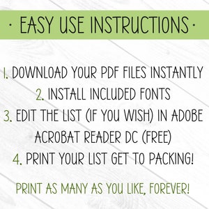 RV Food Packing List, EDITABLE, Packing List Template, Camping Pack ...