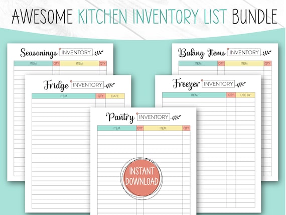 The Ultimate Kitchen Inventory Lists Bundle for Fridge Pantry - Etsy